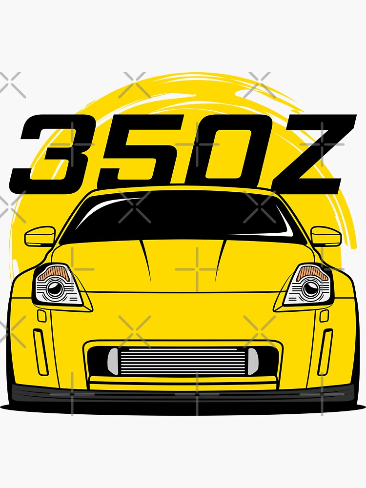"Yellow 350Z JDM" Sticker for Sale by goldentuners | Redbubble
