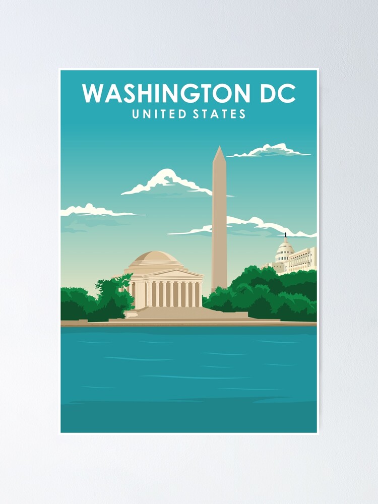 "Washington DC Vintage Minimal Retro Travel Poster" Poster for Sale by ...