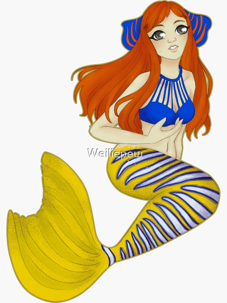 "Regal AngelFish Mermaid" Sticker for Sale by Weiliepew | Redbubble
