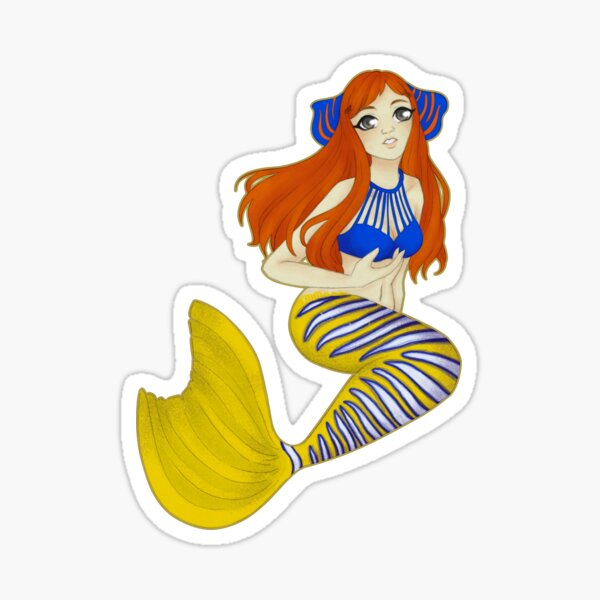"Regal AngelFish Mermaid" Sticker for Sale by Weiliepew | Redbubble