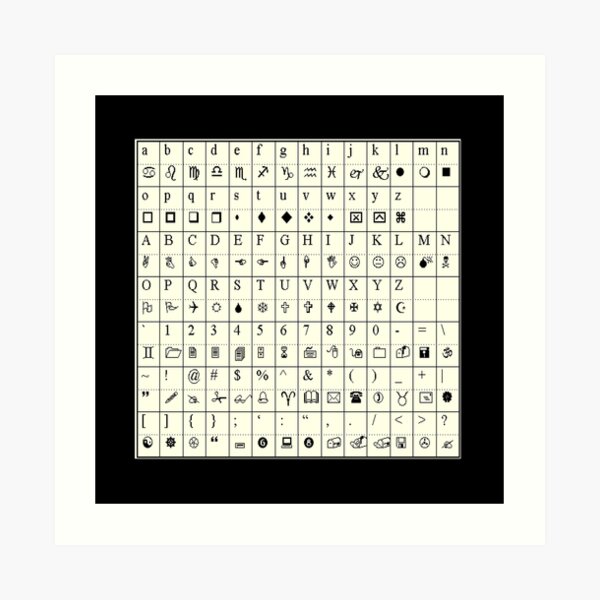 "Wingdings Alphabet" Art Print for Sale by Schka | Redbubble