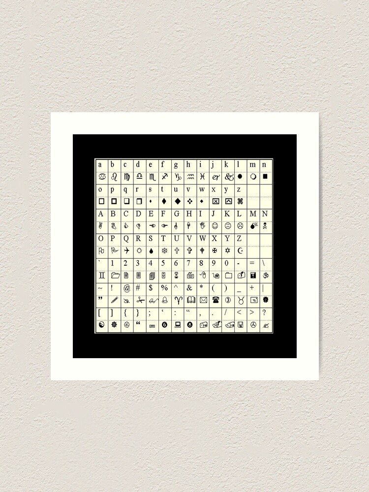 "Wingdings Alphabet" Art Print for Sale by Schka | Redbubble