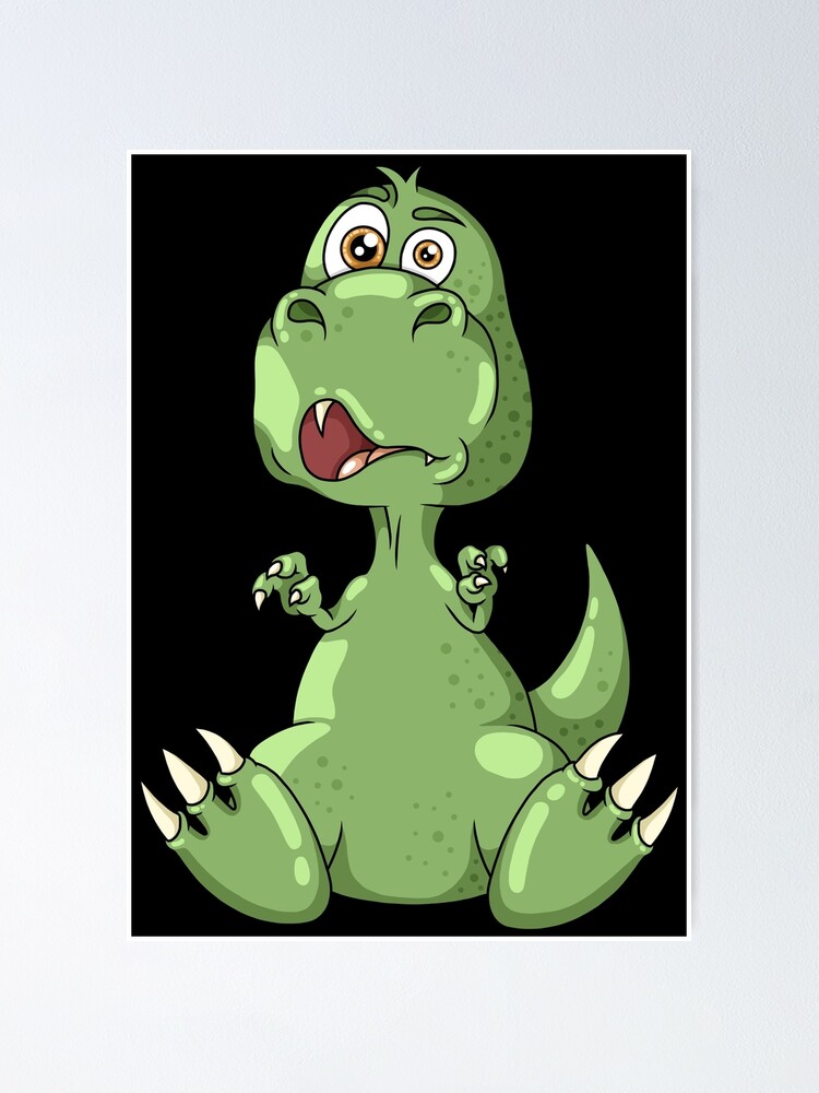 "Tyrannosaurus rex green dinosaur cartoon" Poster by ARTemyzz | Redbubble