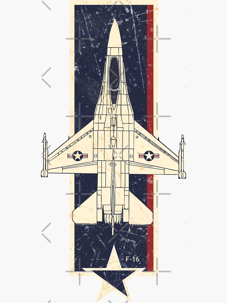"F-16 Aircraft USAF Air Force" Sticker by worldwarvintage | Redbubble