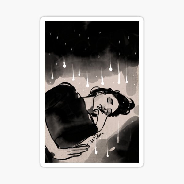 "Baz rain." Sticker for Sale by drawingdawnart | Redbubble