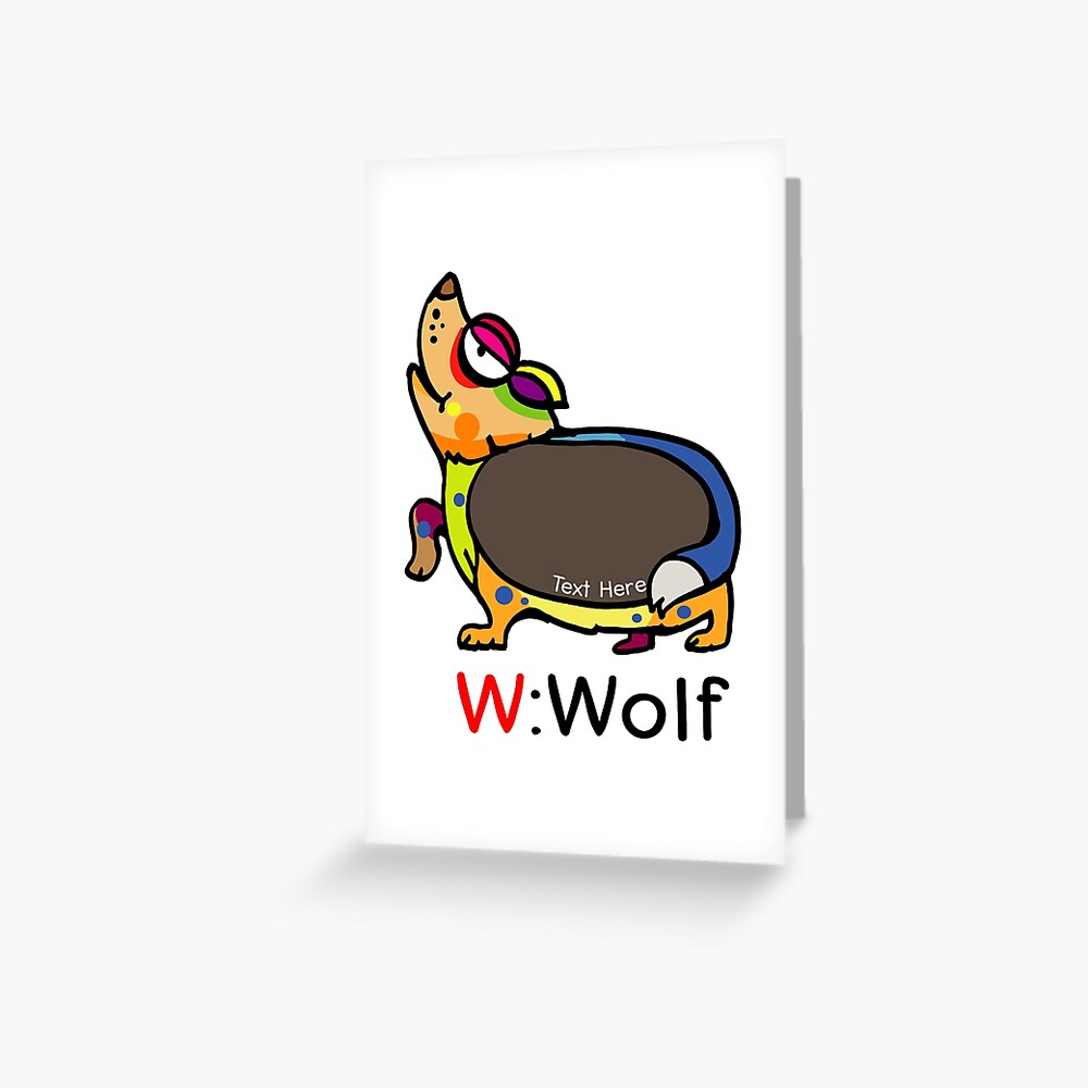 "Wolf cartoon frame, Funny Animal alphabet cartoon" Greeting Card by ...