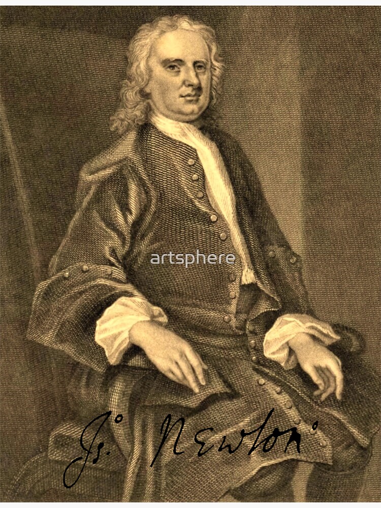 "Sir Issac Newton Engraving with Signature" Sticker for Sale by ...