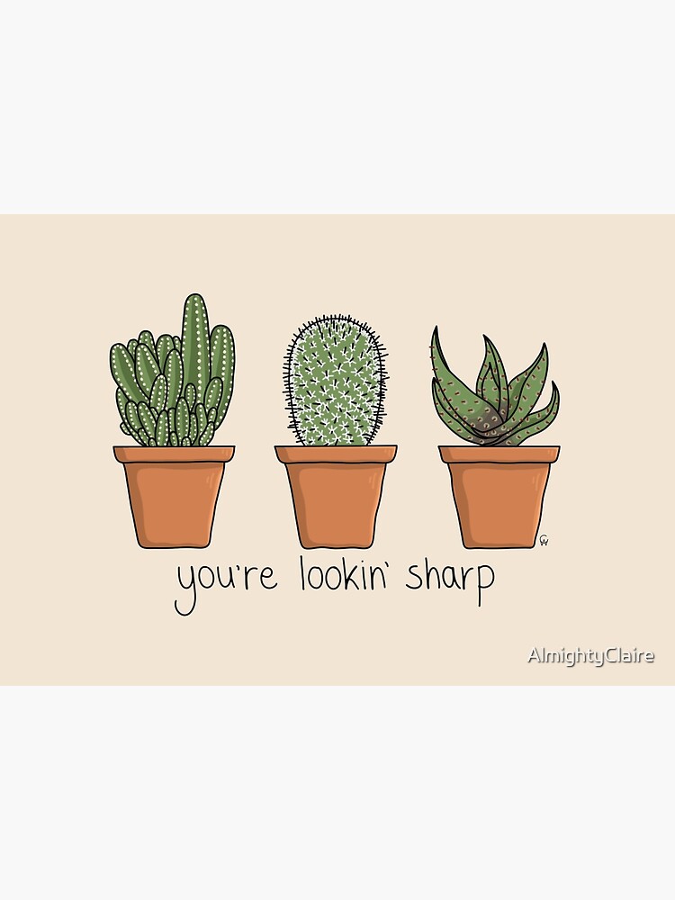 "You're lookin' sharp - Three cute cactus in pots with a funny pun ...