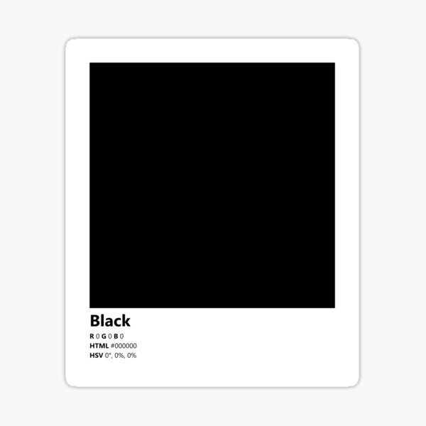 "Color Swatch/Card (Black)" Sticker for Sale by Pestorian | Redbubble