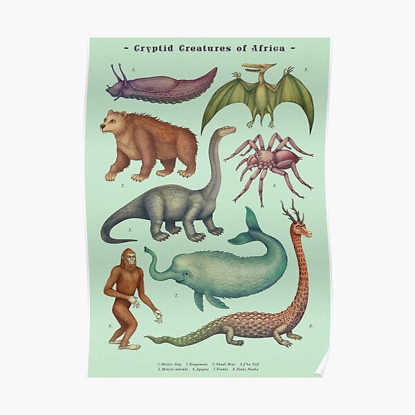 "Cryptids of Africa, Cryptozoology species" Poster for Sale by ...