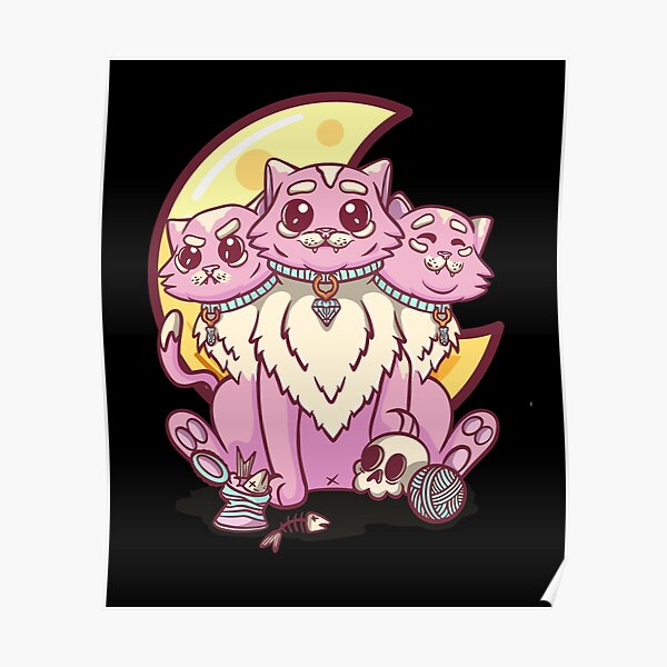 "Kawaii Pastel Goth Cute Creepy 3 Headed Cat Skul," Poster for Sale by ...