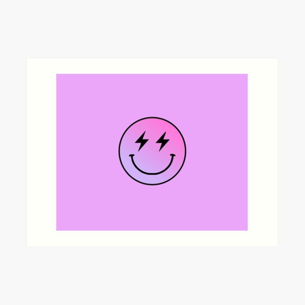 "Magenta ombré lightning bolt smiley face " Art Print by Als10806 ...