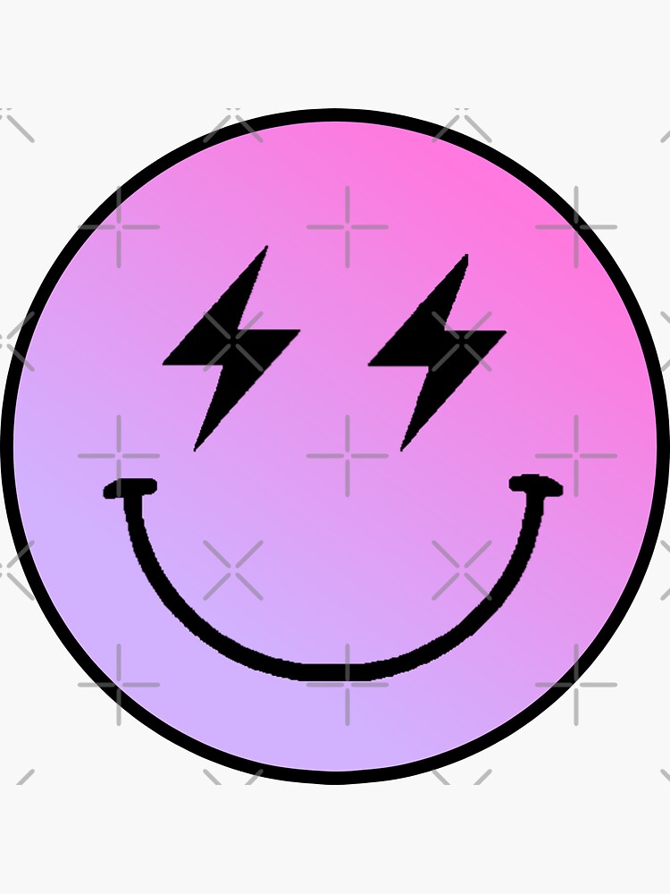 "Magenta ombré lightning bolt smiley face " Sticker for Sale by ...