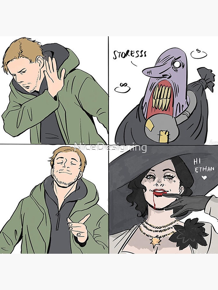 "RE8 - Ethan love Lady Dimitrescu" Sticker for Sale by NiceDesigning ...