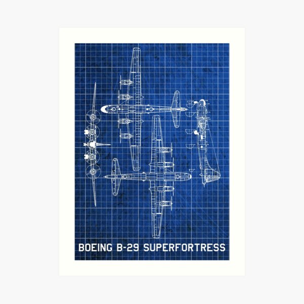 "Boeing B29 Superfortress Blueprint Vintage style" Art Print by geoji ...