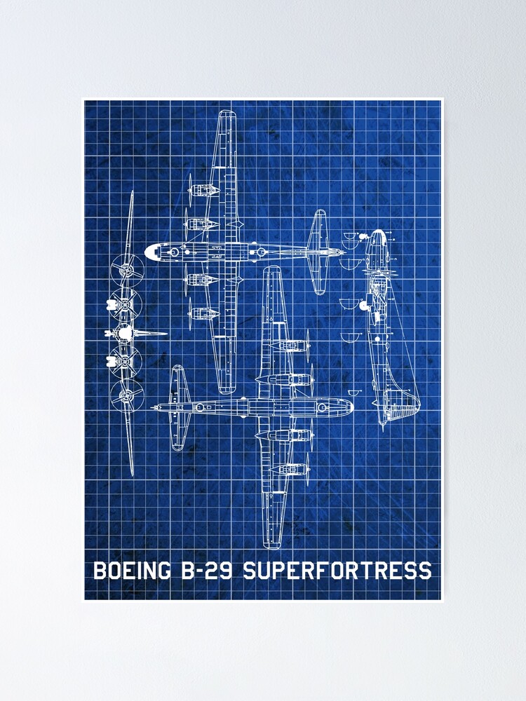 "Boeing B29 Superfortress Blueprint Vintage style" Poster for Sale by ...