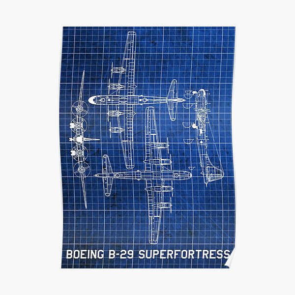 "Boeing B29 Superfortress Blueprint Vintage style" Poster for Sale by ...