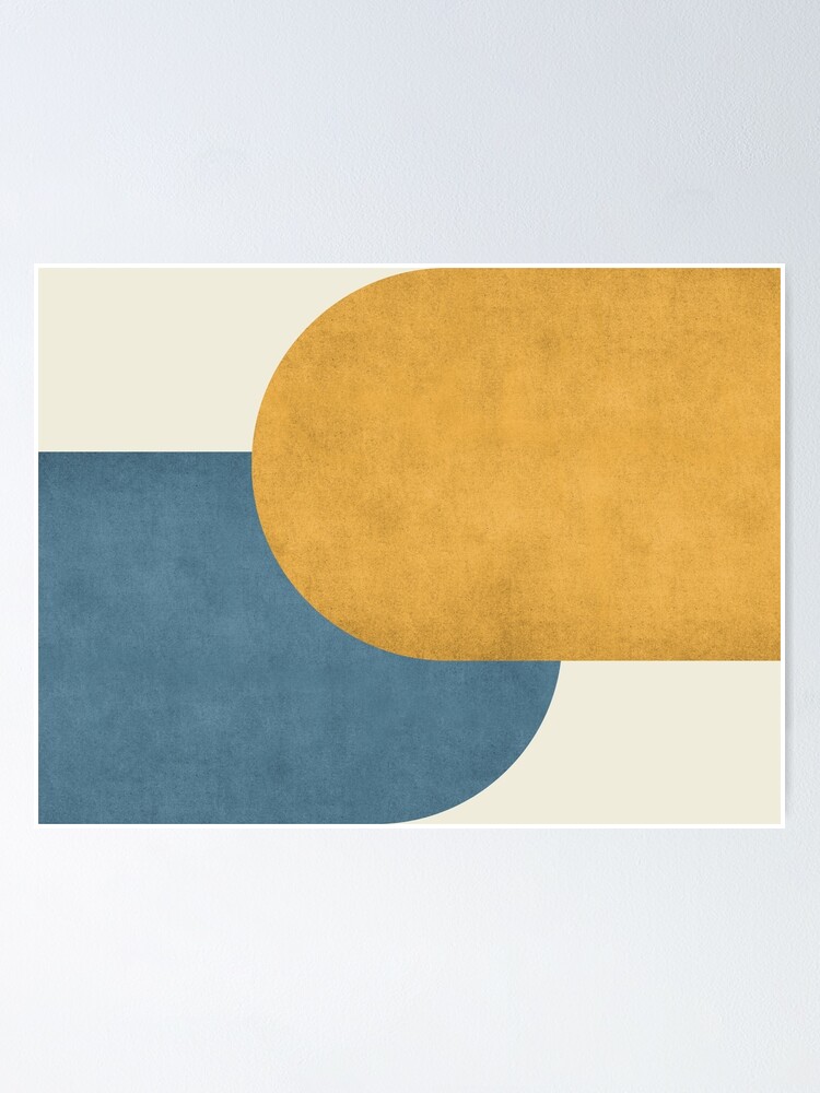 "Half Circle Colorblock - Gold Blue and White" Poster for Sale by ...