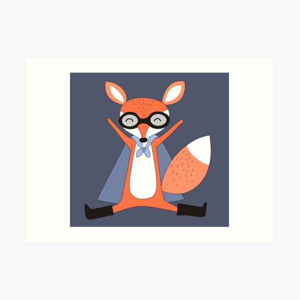 "Silly Cartoon Animals Red Fox Superhero" Art Print for Sale by ...