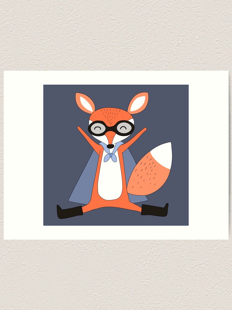 "Silly Cartoon Animals Red Fox Superhero" Art Print for Sale by ...