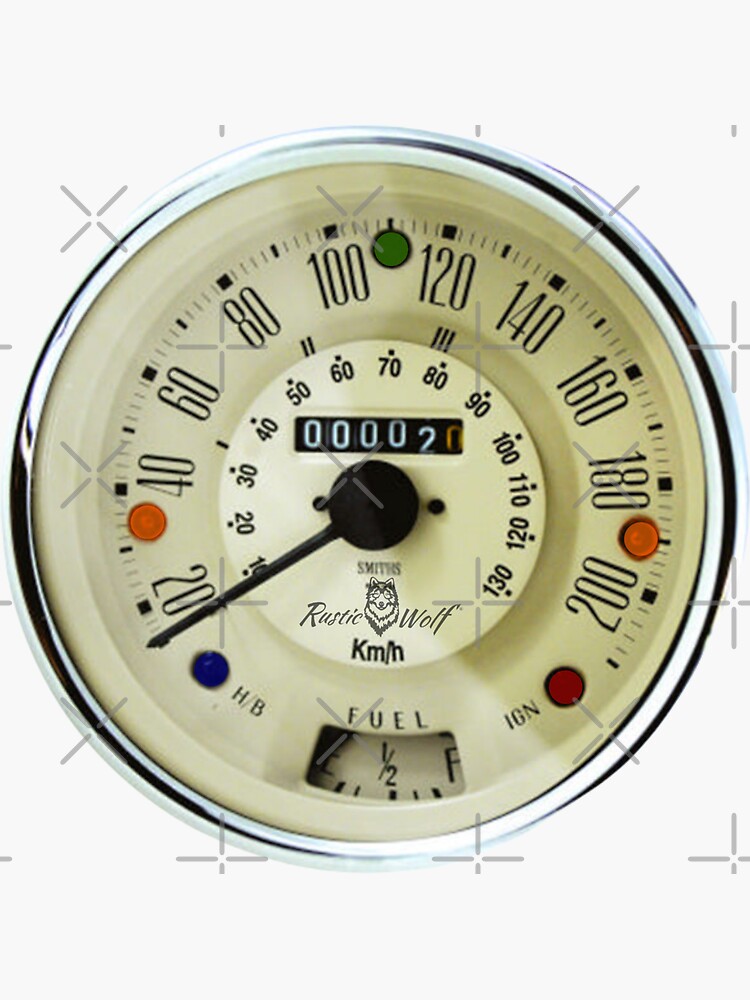 "Classic White Mini Dash dial" Sticker for Sale by rusticwolf | Redbubble