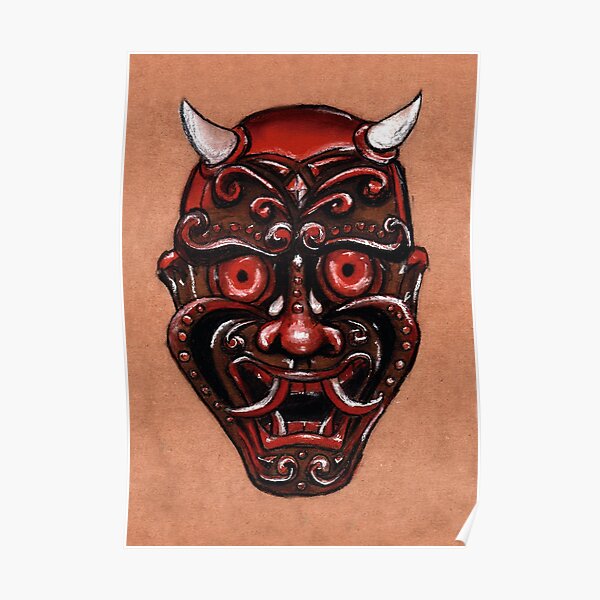 "Oni - Japanese mask" Poster by garuda-sagral | Redbubble