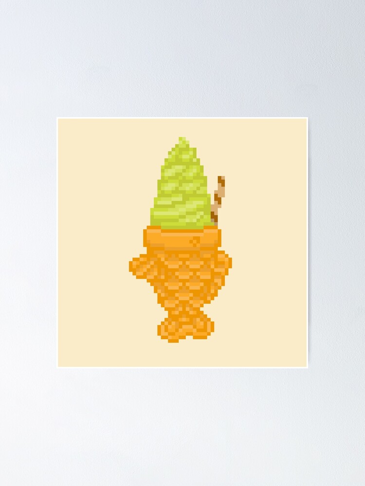 "Taiyaki matcha ice cream pixel art" Poster by tifft | Redbubble