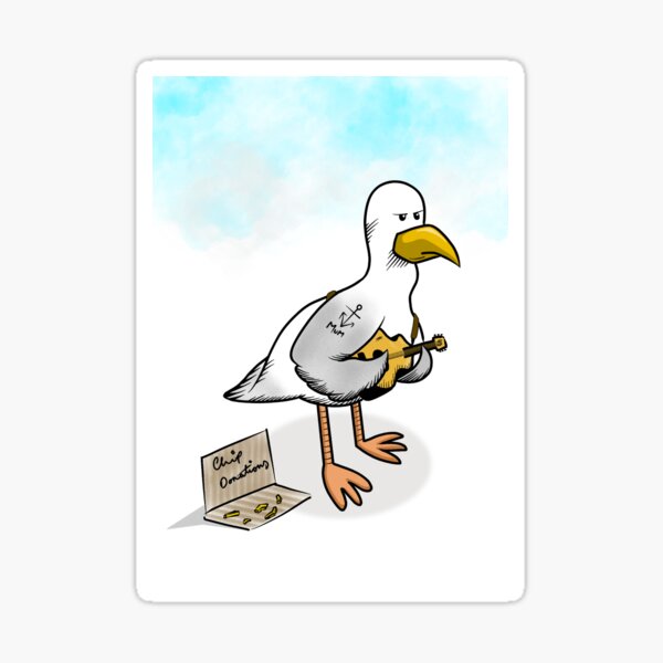 "Busking Seagull" Sticker by HORIZONapparel | Redbubble