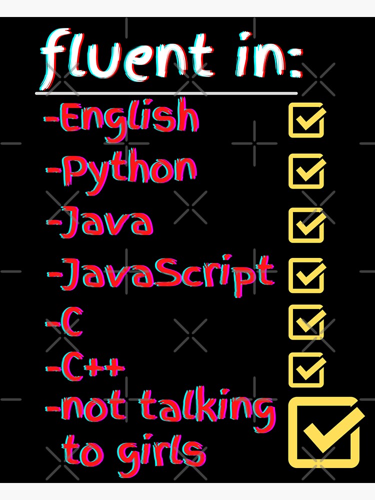 "Fluent in Programming Languages and Not Talking to Girls" Sticker by ...