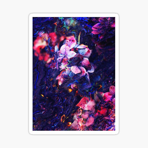 Pegatina «"La vie en rose" collage de arte floral, líquido y trippy de ...