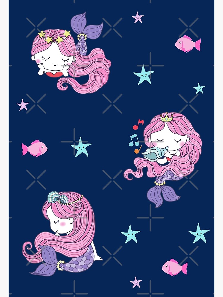 Póster «Dibujo de sirena de dibujos animados lindo» de Felicity-K ...