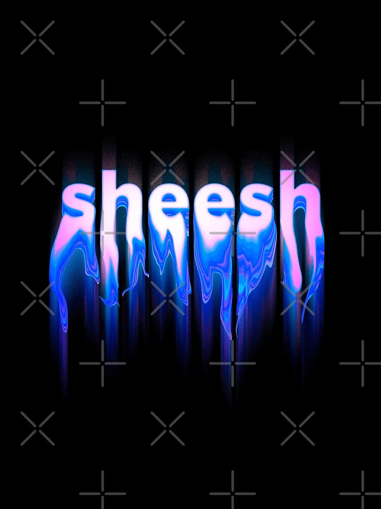 "SHEESH - Holographic Liquid drippy toxic neon blue text design ...