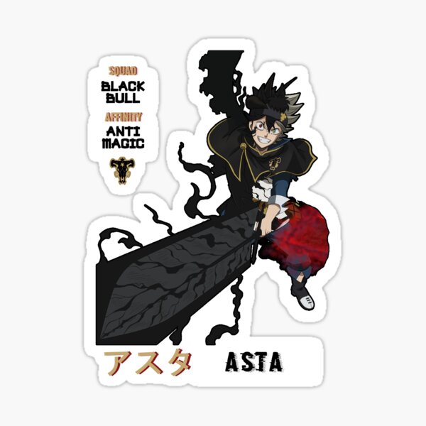 "Black Clover - Asta Shirt" Sticker for Sale by AnimeEmpirePH | Redbubble