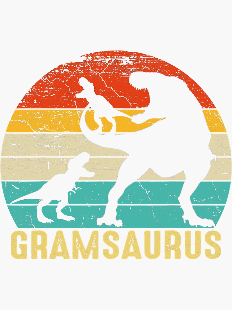 "Gramsaurus T Rex Grandma Dinosaur 2 Kids Matching Family " Sticker by ...