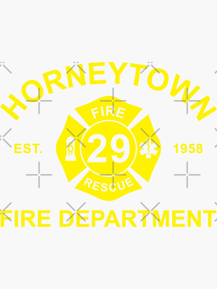 "Horneytown Fire Department (gold)" Sticker by breh-art | Redbubble