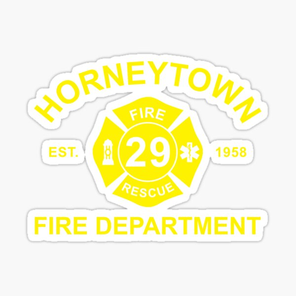 "Horneytown Fire Department (gold)" Sticker by breh-art | Redbubble