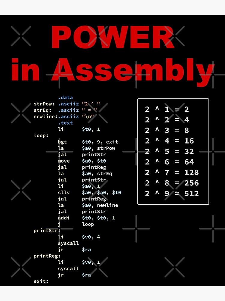 Assembly Source Code That Outputs Powers Of Two Dark Software Engineer Computer Science 7145