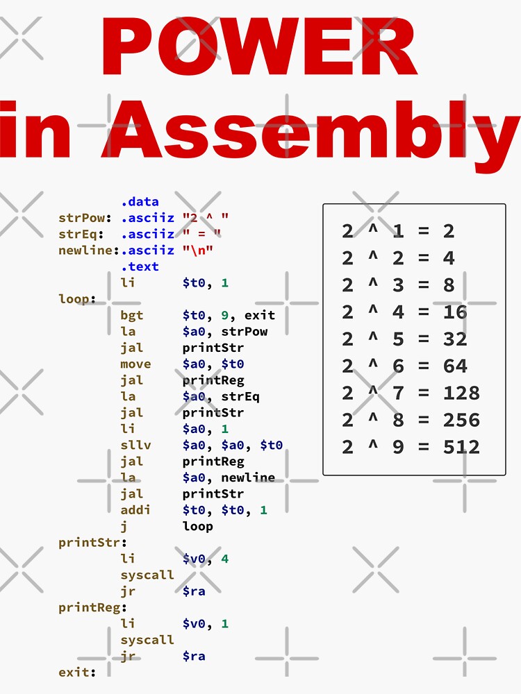 "Assembly source code that outputs powers of two, dark, Software Engineer, Computer Science ...