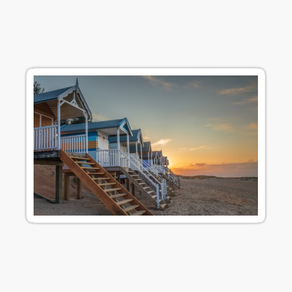 "Beach Hut Sunset at Wells" Sticker by dp-images | Redbubble