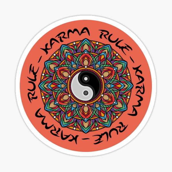 "Karma Rule - Colorful Yin Yang Meditation - Red" Sticker by ...
