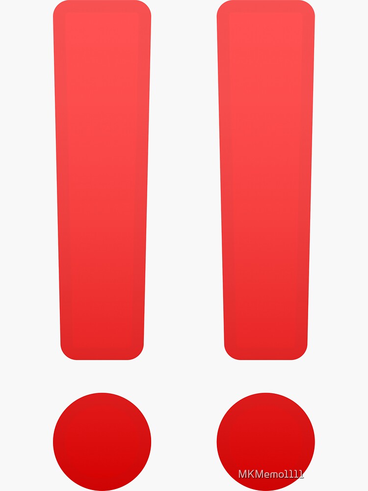 " Red Double Exclamation Mark Gift " Sticker for Sale by MKMemo1111 ...