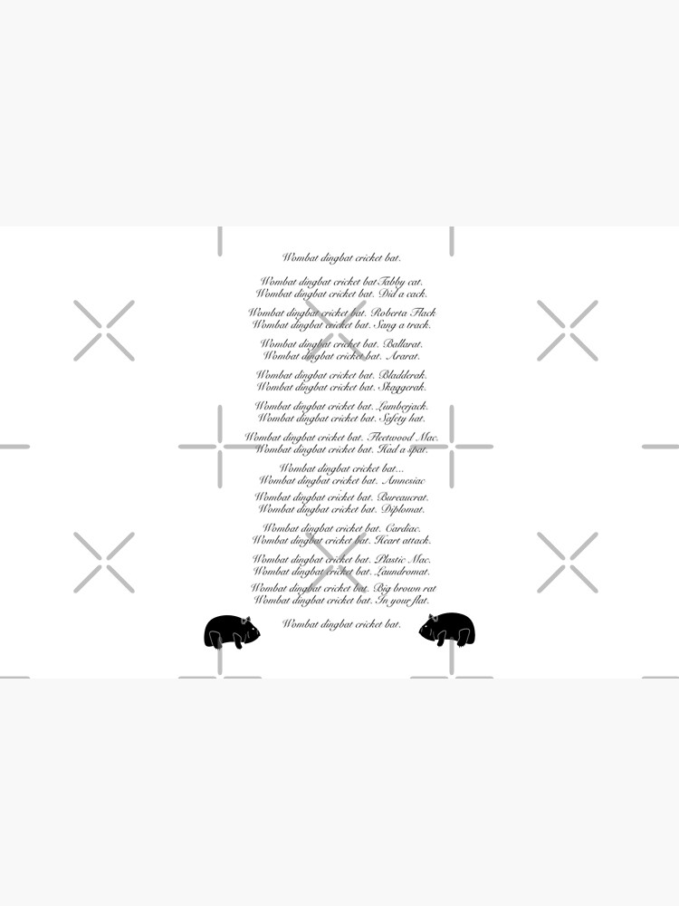 "Funny Wombat Poem - Wombat dingbat cricket bat. " Art Print for Sale ...
