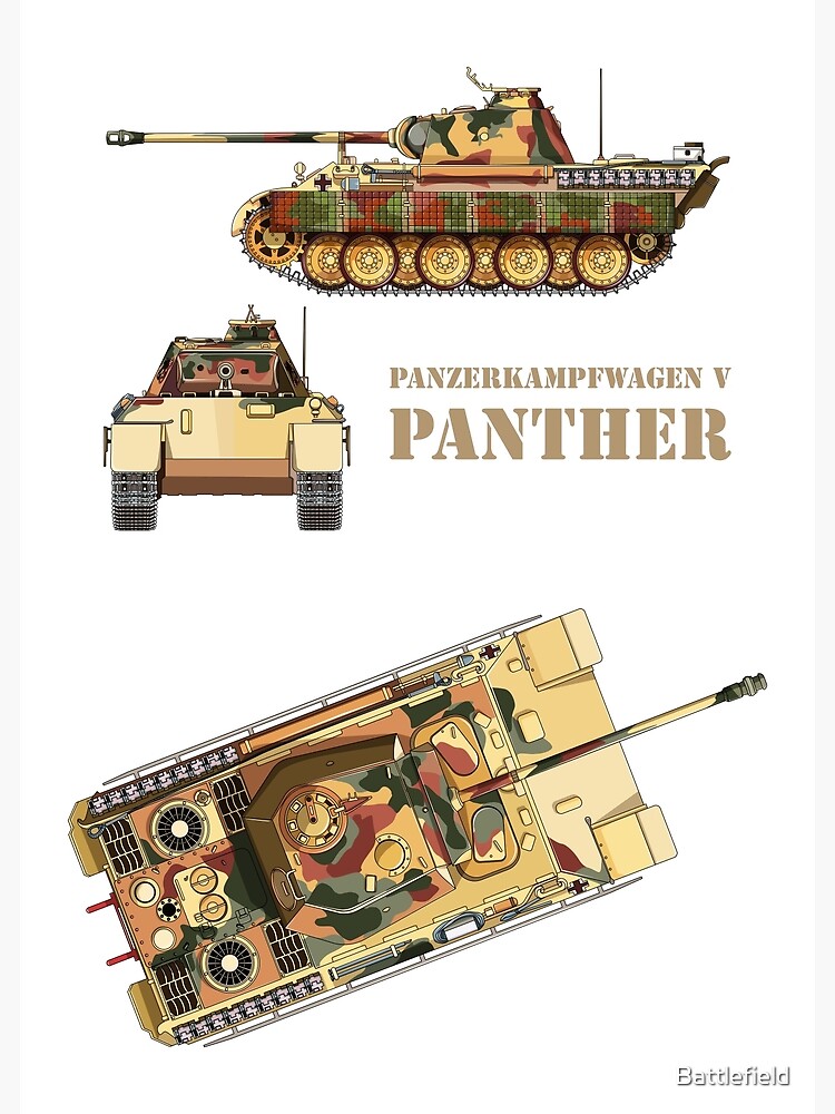 Póster «Panzer V Panther WW2 Tanques del ejército alemán Panzerkampfwagen V Diagramas Regalo» de ...