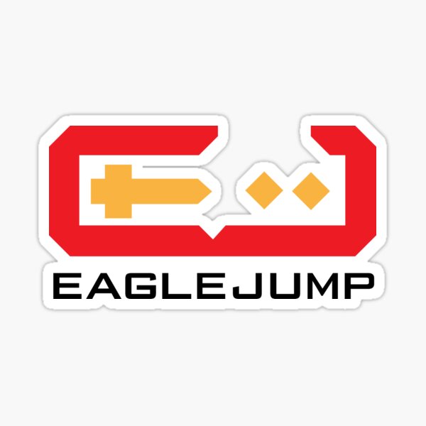 "Eagle Jump - Black - Corner Print" Sticker by supanerd01 | Redbubble