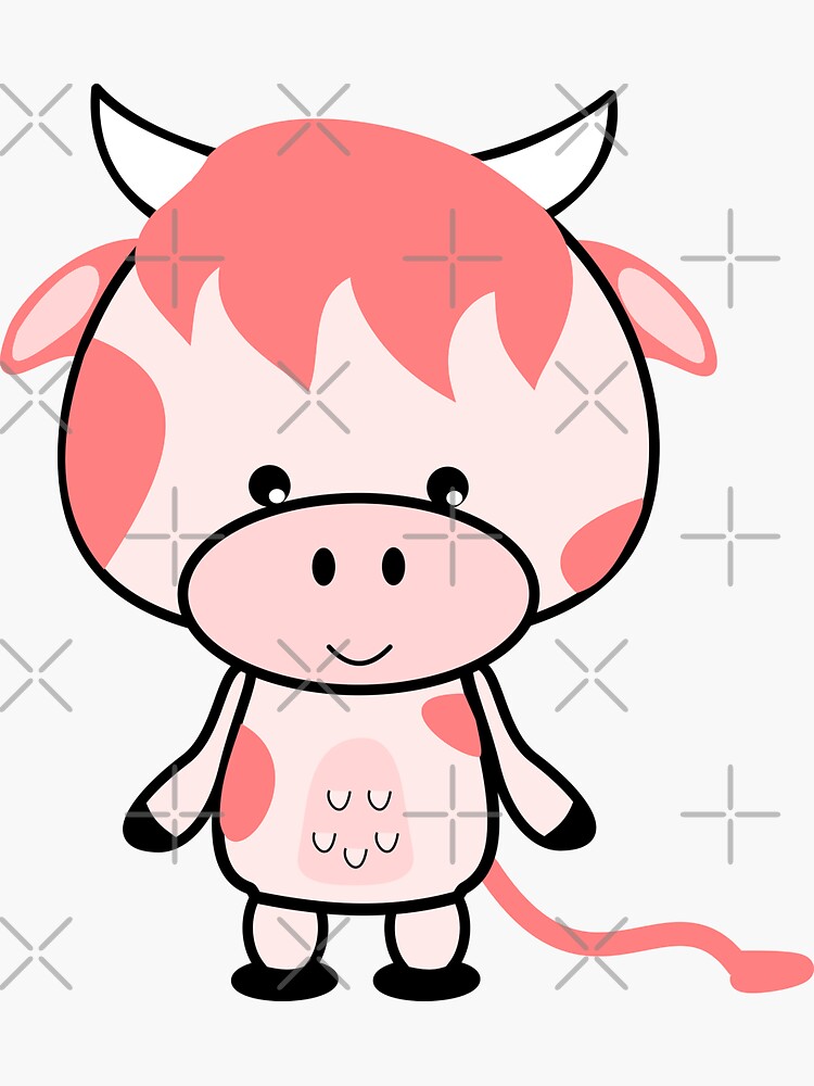 "Cute Kawaii Baby Raspberry Cow" Sticker for Sale by lovelyandcute ...