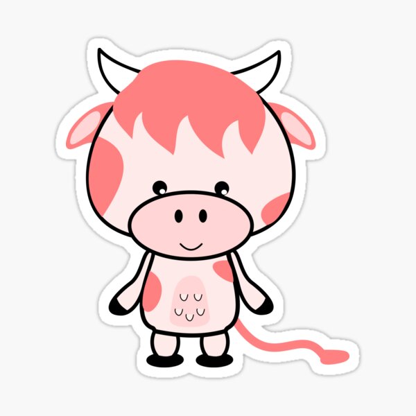 "Cute Kawaii Baby Raspberry Cow" Sticker for Sale by lovelyandcute ...