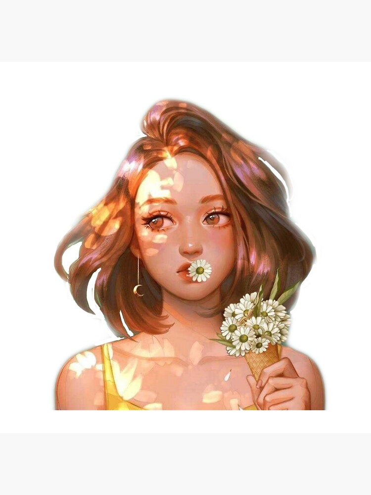 " anime pretty girl pfp with flowers " Metal Print by Basmalik | Redbubble