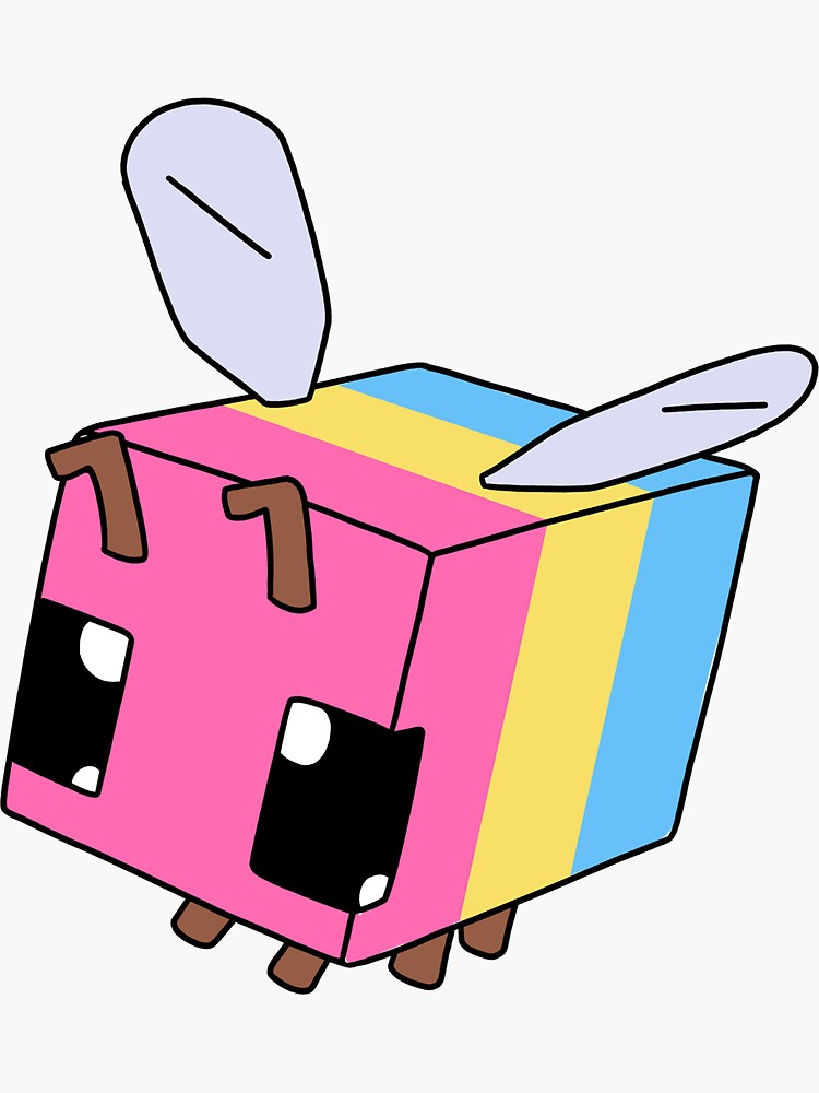 "Cute Minecraft Pride Bee Pan" Sticker by UnknownAndSugal | Redbubble