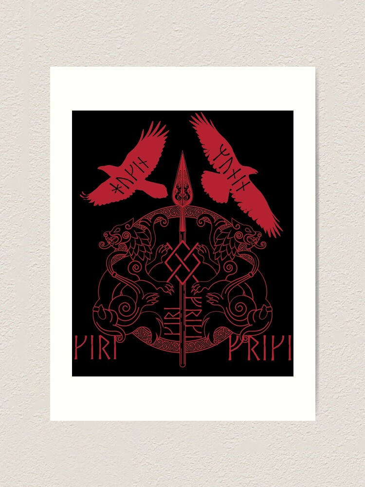 "Norse Mythology Spear of Odin Red Gungnir Runes Geri Freki Huginn ...