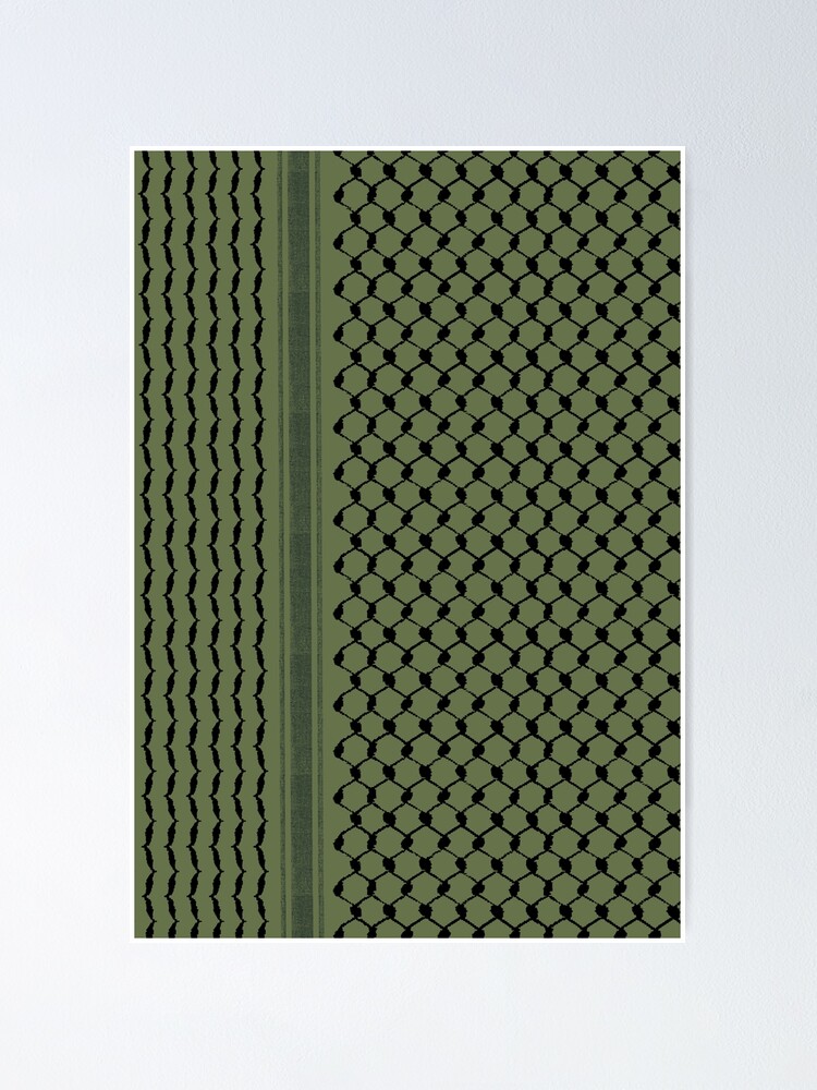 "Palestinian Hatta Kufiya Folk Pattern #2-Olive Green, Palestine Arabic ...